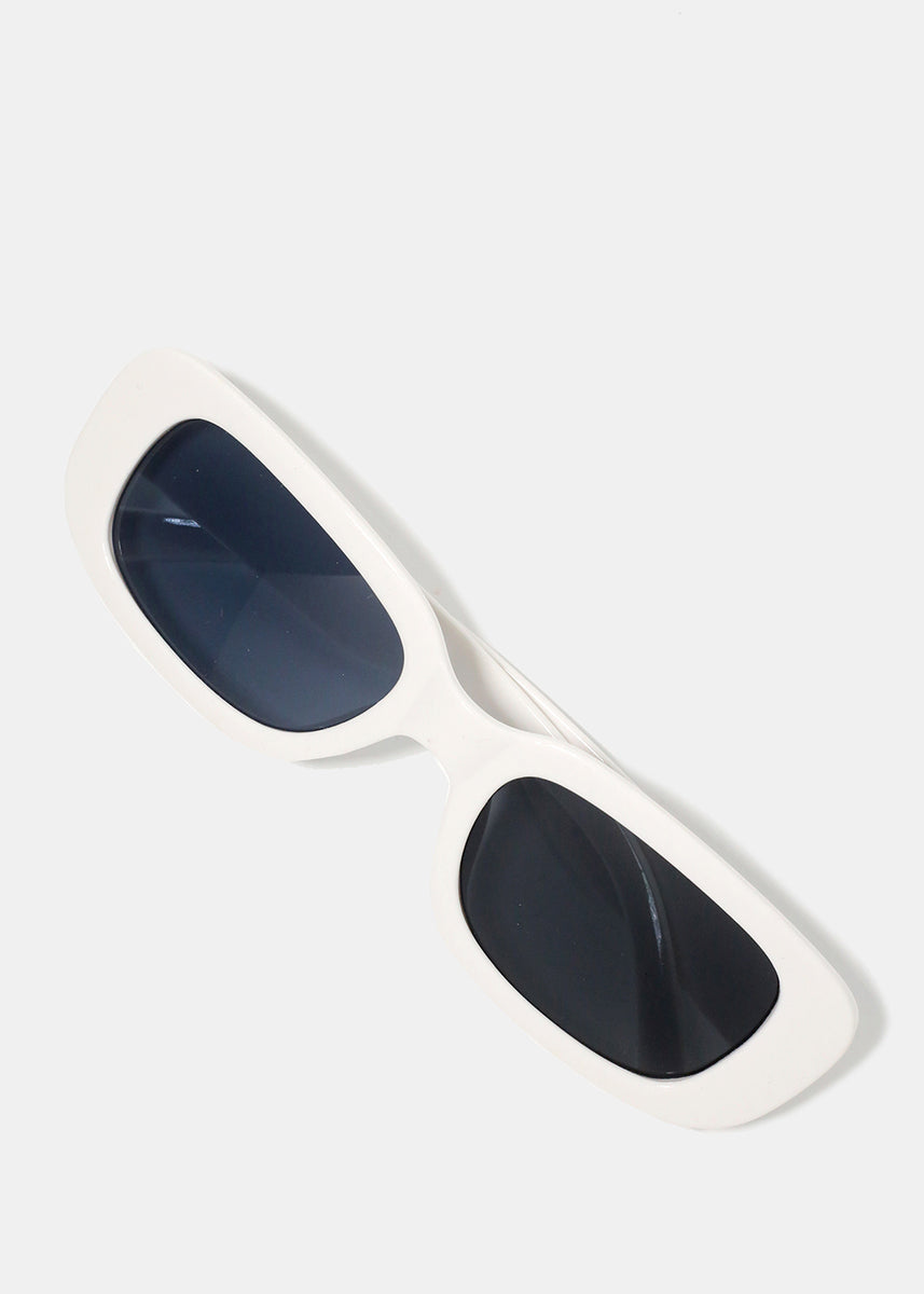 A+ White Retro Rectangle Sunglasses – Shop Miss A