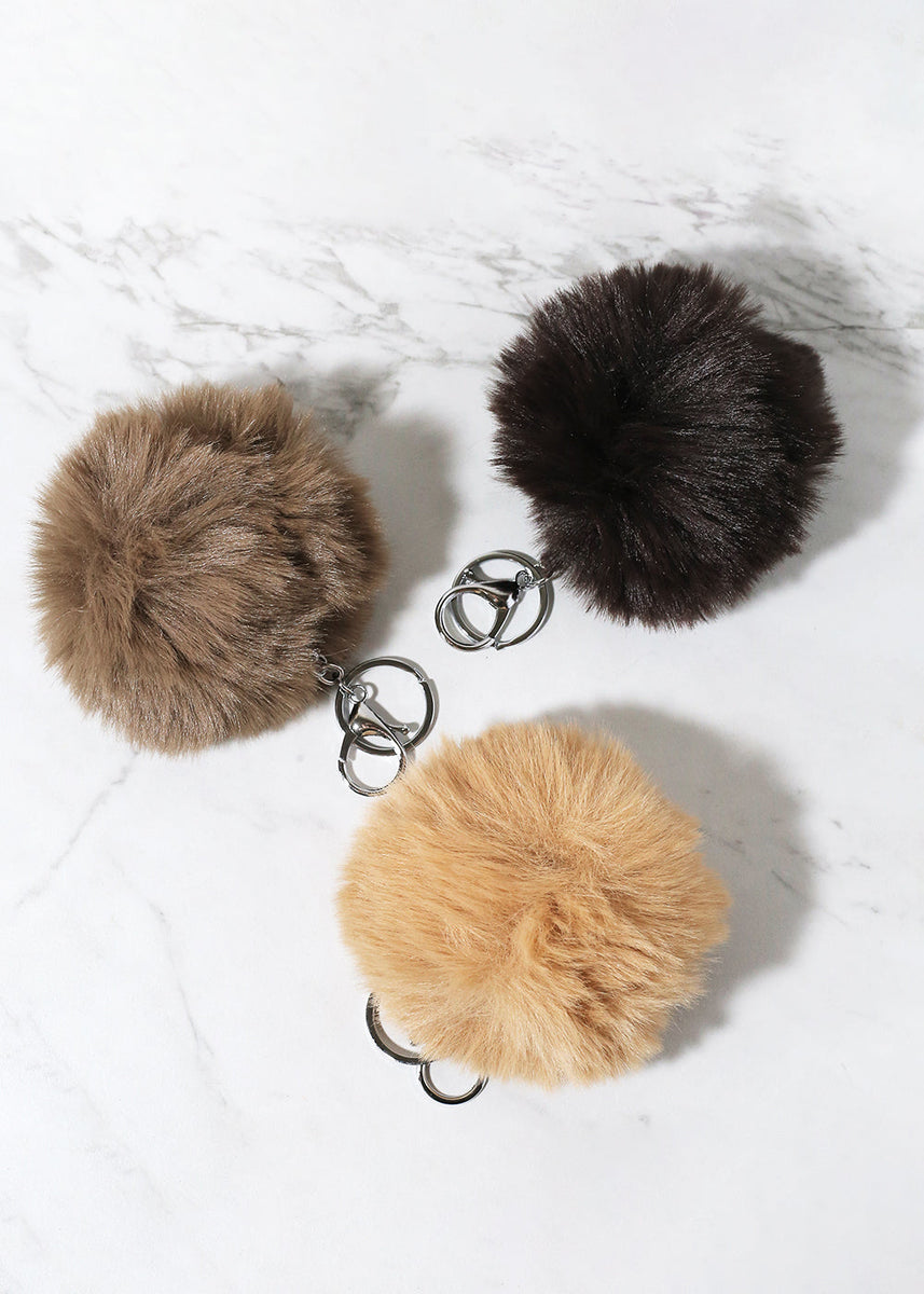 Neutral Faux Fur Pom Pom Keychain – Shop Miss A