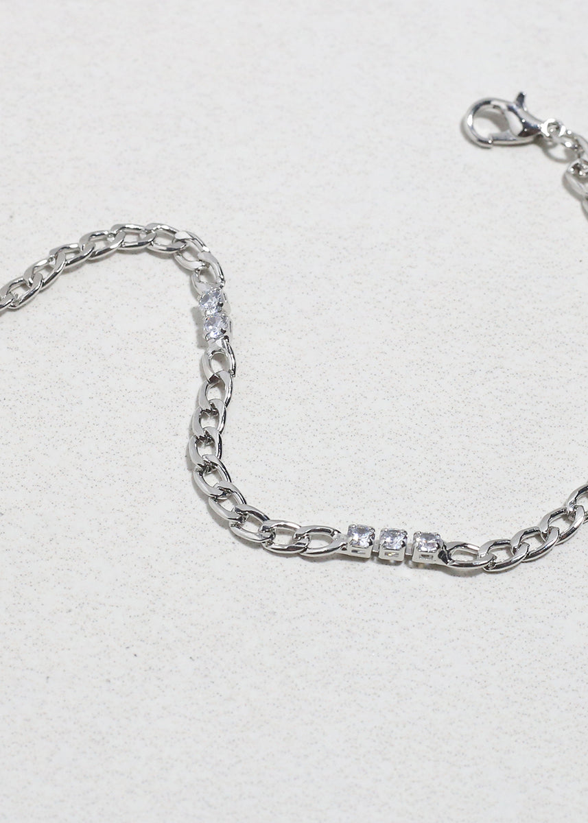 Silver Chain Bracelet with Rhinestones – Shop Miss A