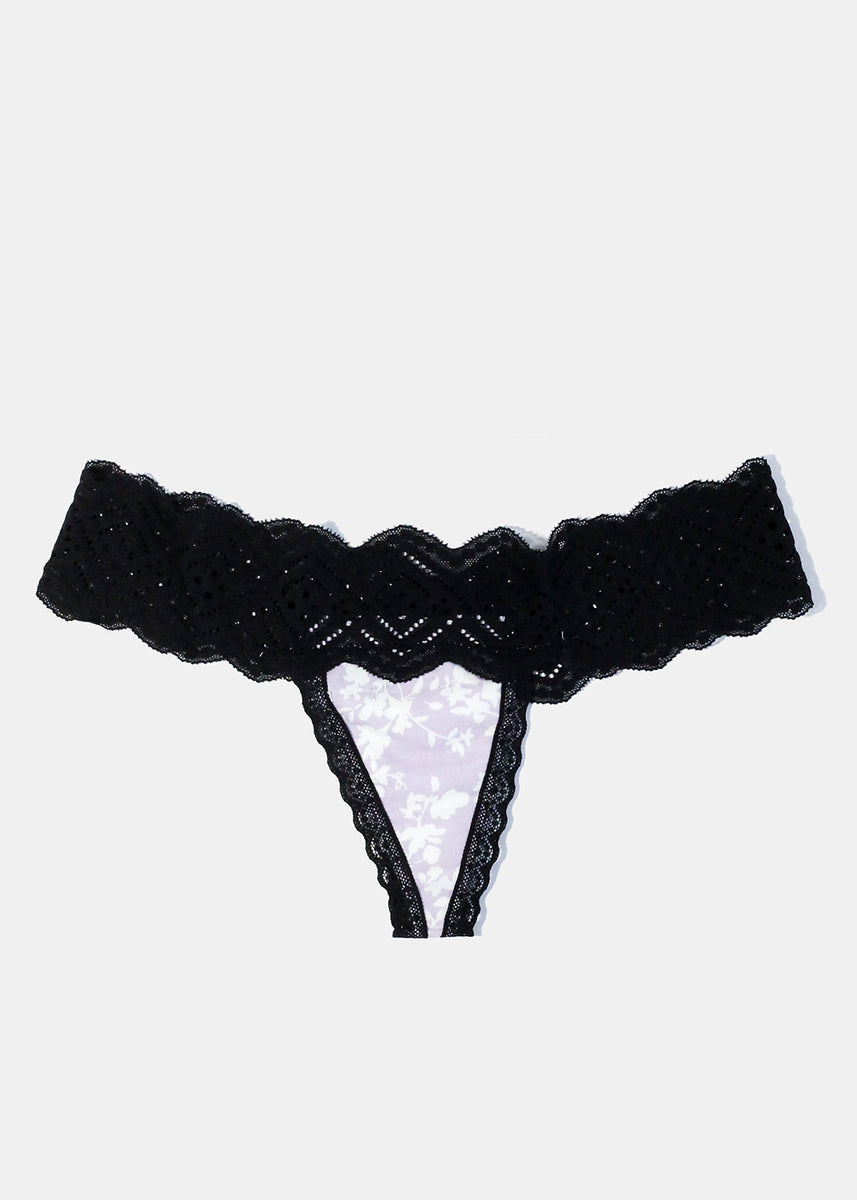 Lilac Black Lace Trim Thong – Shop Miss A